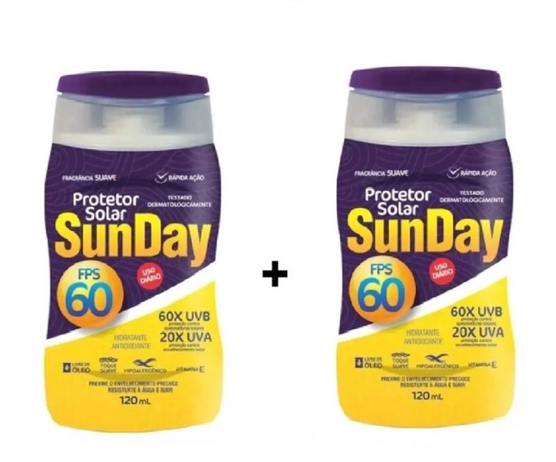 Kit 2 protetor solar fator 60fps sunday creme 120ml - Protetor Solar ...