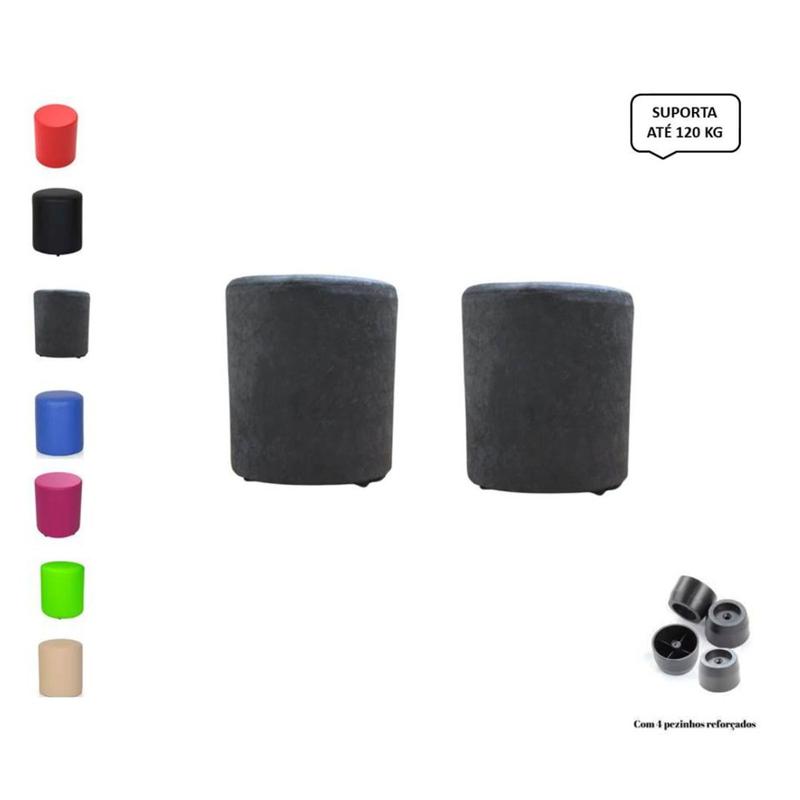 Kit 2 Puff Banqueta Redondo Decorativo Gigante Luxo Sala / Quarto ...