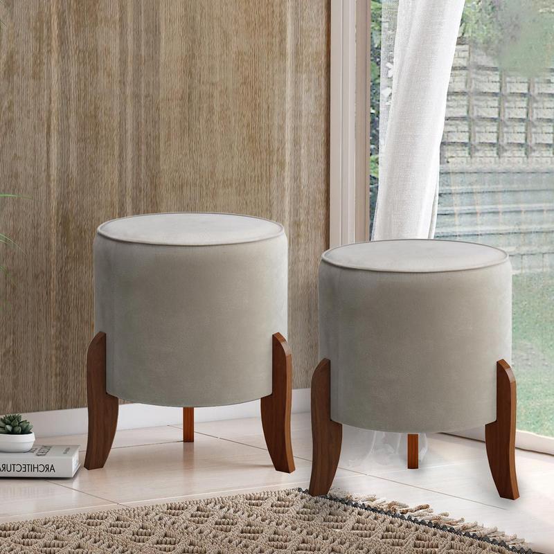 Kit 2 Puff Redondo para Sala 46 x 47 Cm Veneza Suede Bege CCS - CCS ...