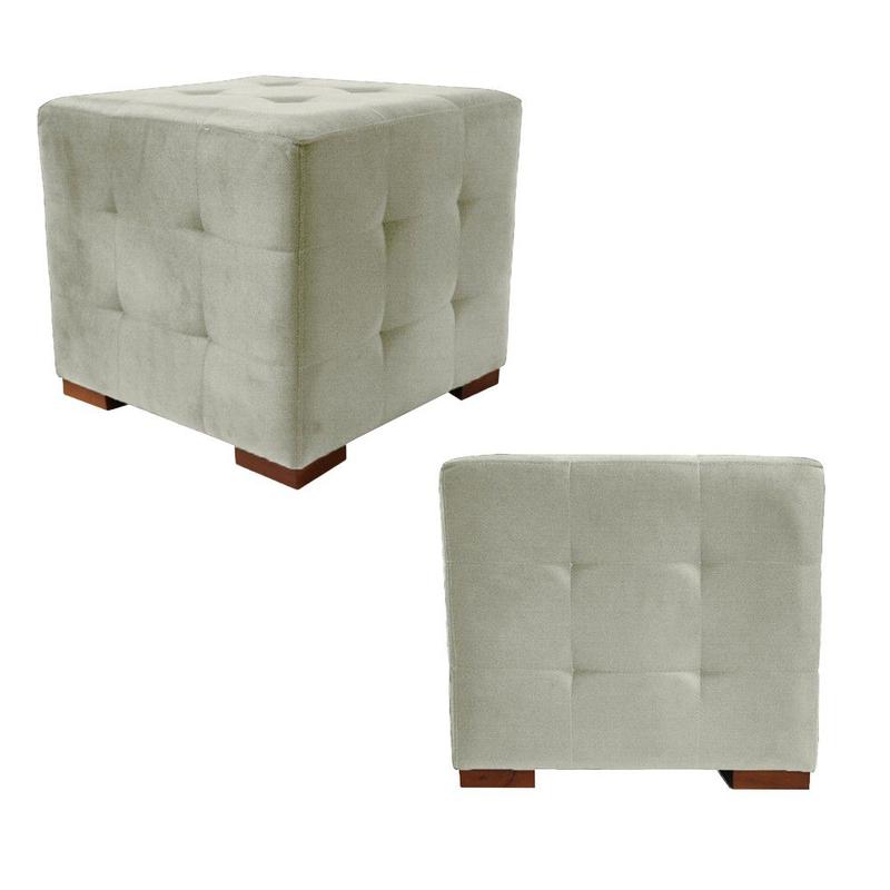 Kit 2 Puffs Cuba Decorativo Suede Creme - Navega Móveis - Puff ...