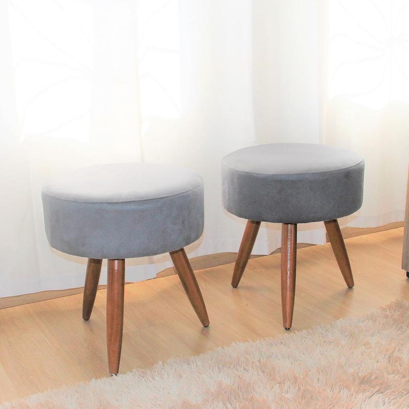 Kit 2 Puffs Redondo Pés palito Cinza B3 - B3 Moveis - Puffs - Magazine ...