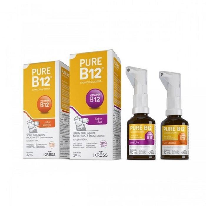 Kit 2 Pure B12 (1) Laranja (1) Uva- Spray Sublingual - Kress Farmacêutica - Vitaminas A-Z ...