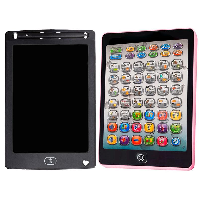 Kit 2 Quadro Tablet Infantil Didático Tela Musical Lousa Magico ...