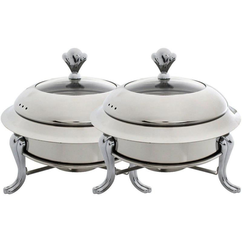 Kit 2 Rechaud Em Aço Inox 1,5L Redondo Com Tampa De Vidro - All Connect ...