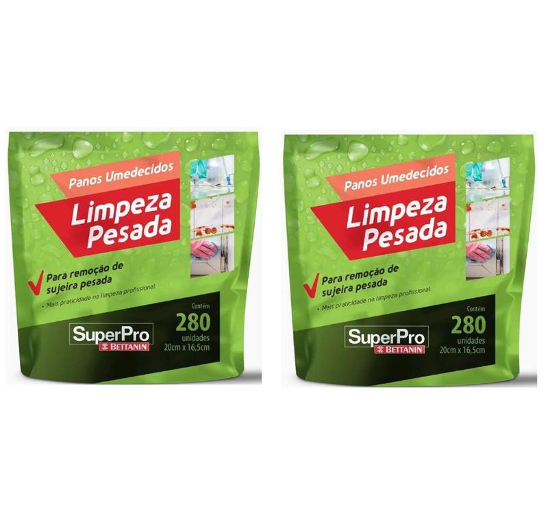 Kit 2 Refil 560 Panos Umedecidos Limpeza Pesada Industrial - Bettanin ...