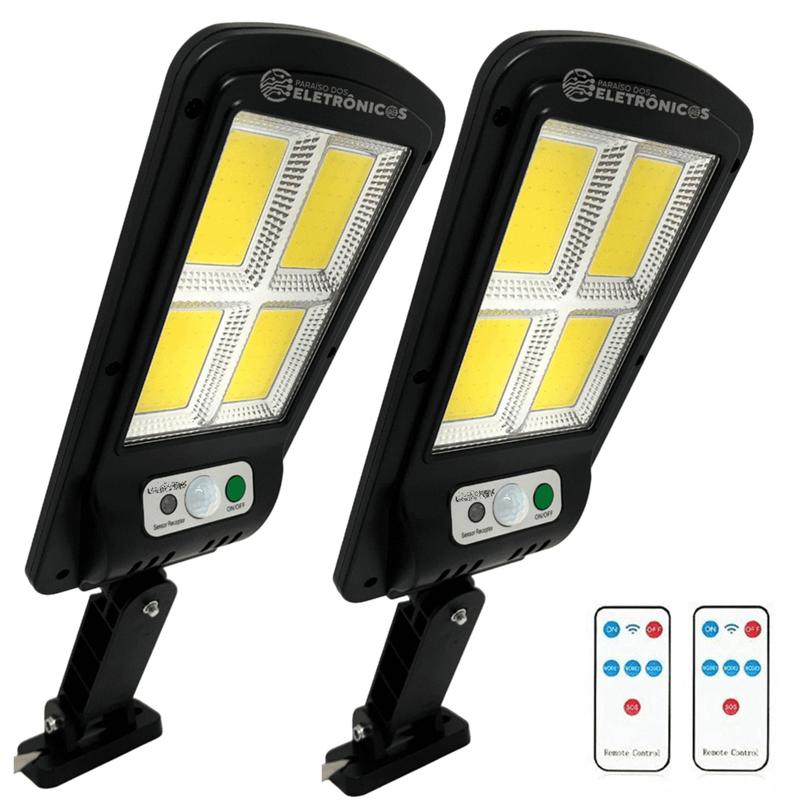 Kit 2 Refletores Luminária Solar LED 200W Sem Fio Com Sensor de ...