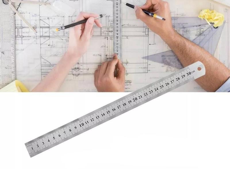 Kit 2 Réguas de aço inox 30 cm graduado e precisão em milímetros - Filó ...