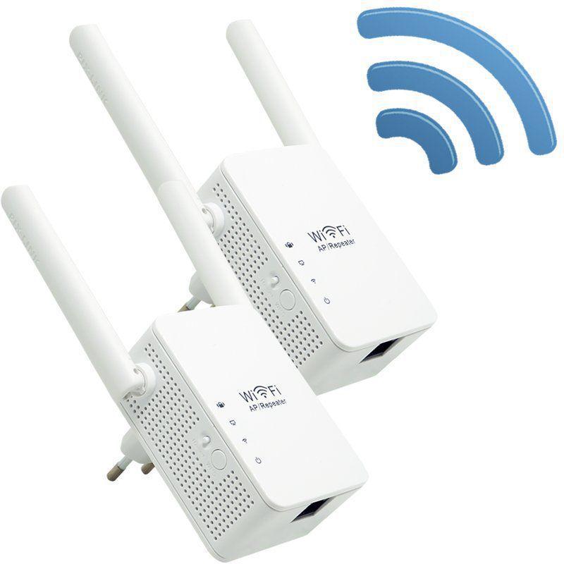 Kit 2 Repetidores Sinal Wireless Wifi 300 Mbps Wps Extensor ...