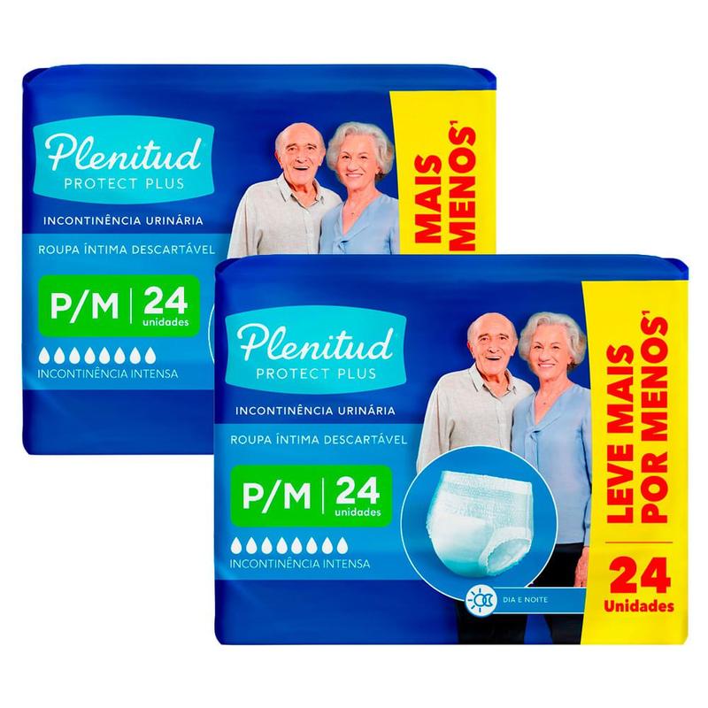 Kit 2 Roupa Íntima Plenitud Protect Plus Unissex Tamanho P/M 24 ...