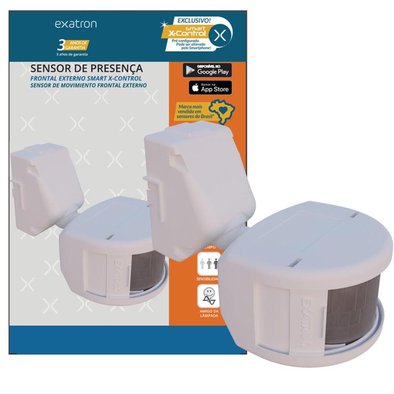 Kit 2 Sensor Presença Frontal Externo Smart X-Control Temporizador ...