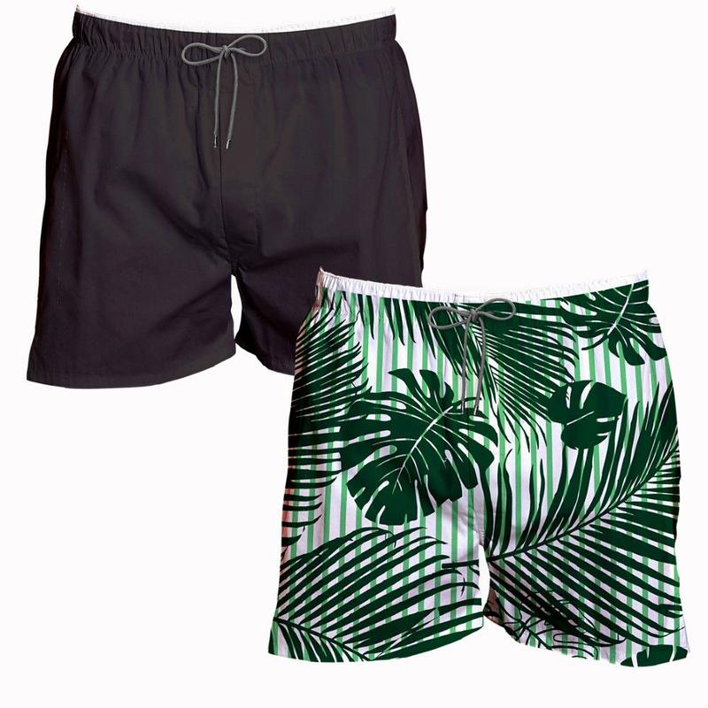 Kit 2 Shorts Verão Masculino Curto Básico e Florido Tectel - Bueno ...