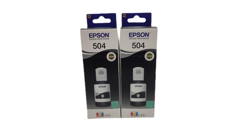 Kit 2 tinta 504 preta epson l4150 l4160 l 6161 l6171 l6191 - Refil de ...