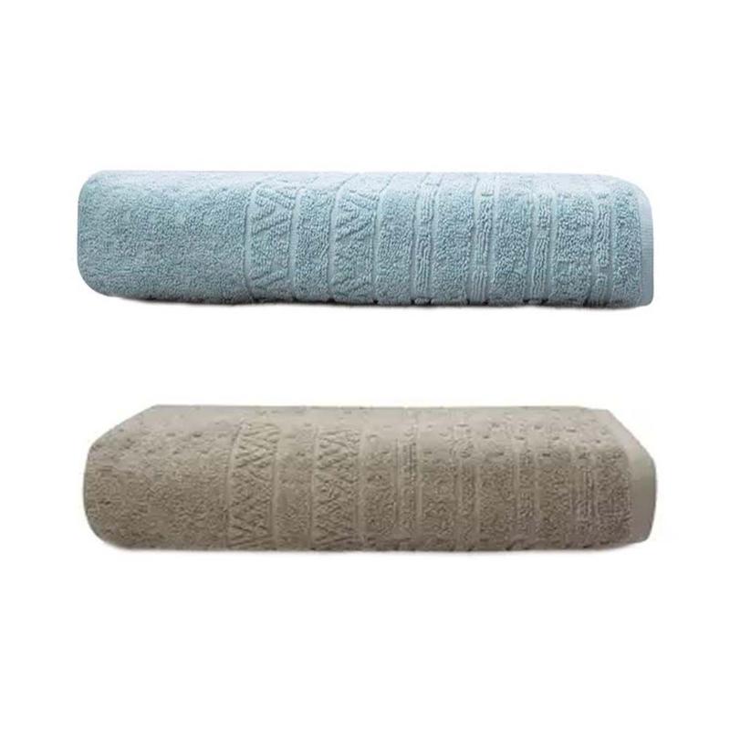 Kit 2 Toalhas de Banho Algodão 70x140cm Azul e Bege Matrix Camesa ...