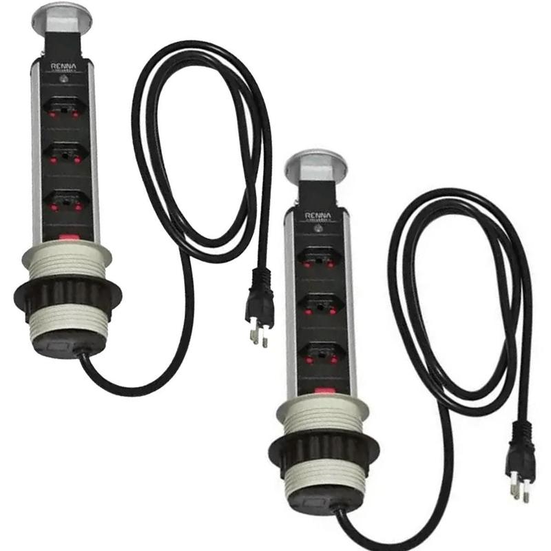 Kit 2 Torre De Tomada De Embutir Multiplug 3 Tomadas Renna - Tomadas ...