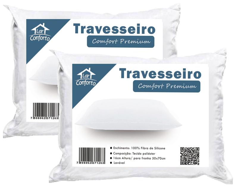 Kit 2 Travesseiro Alto Comfort em Fibra de Silicone - Lar Conforto - Lar Conforto - Travesseiros ...