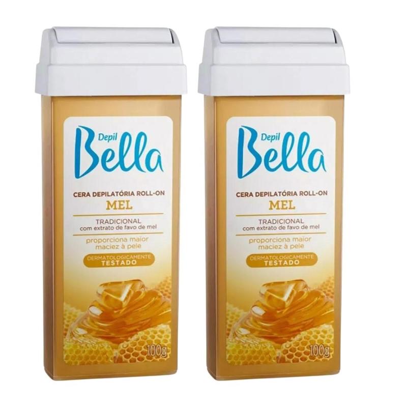 Kit 2 un Cera de Depilação Depil Bella Roll On Amarela Mel 100g - Cera ...