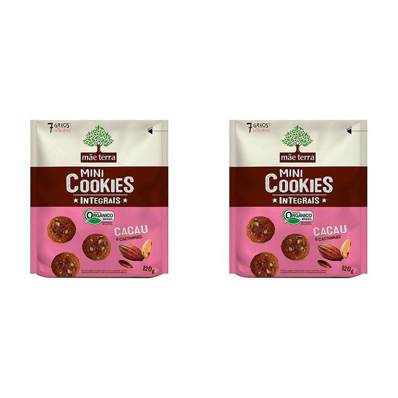 Kit 2 Und Mini Cookies Mãe Terra Integrais Cacau E Castanha 120g - Mae ...