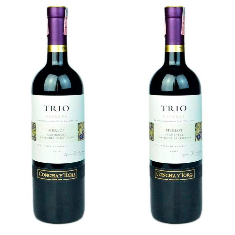 Kit 2 Und Vinho Trio Reserva Blend Merlot-carmenere-syrah Tinto 750ml ...