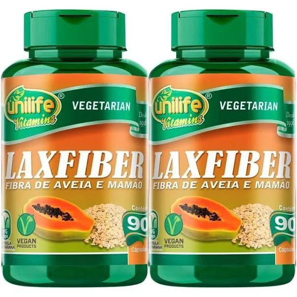 Kit 2 Unidades Laxfiber Fibra de Aveia e Mamão 180 Cápsulas - Unilife ...