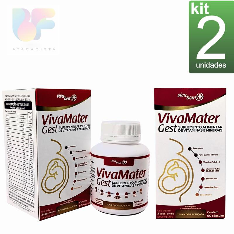 kit 2 Vitamina para Gestantes Viva Mater Gest 60 caps Completa para ...