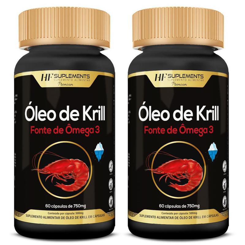 Kit 2 X Óleo De Krill 60 Caps 750 Mg Hf Suplements - Óleos ...