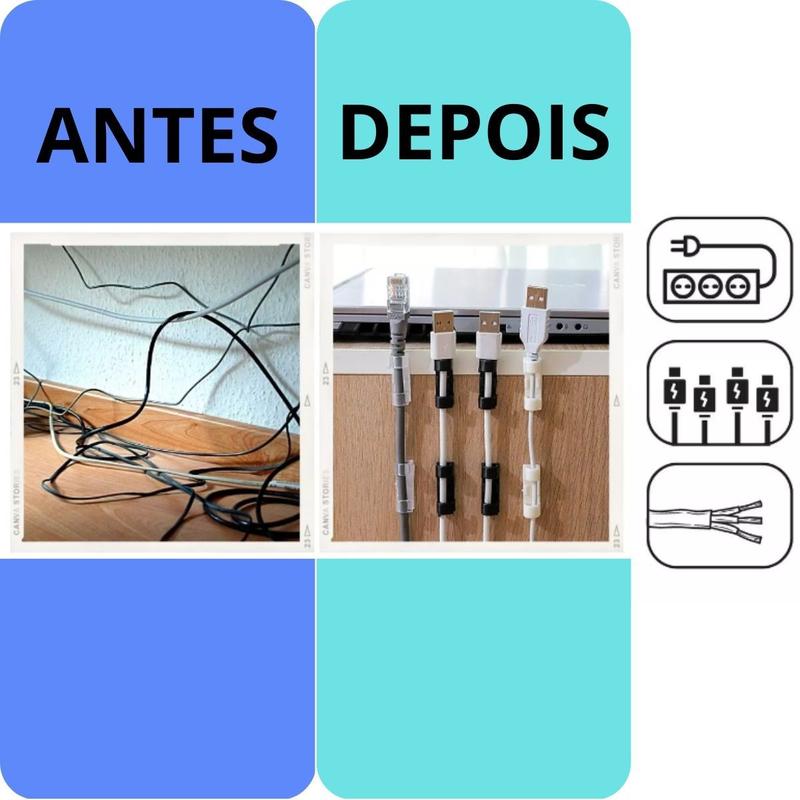 Kit 20 Clips Organizador Fixador Adesivo De Cabo Fios Parede - Clink ...