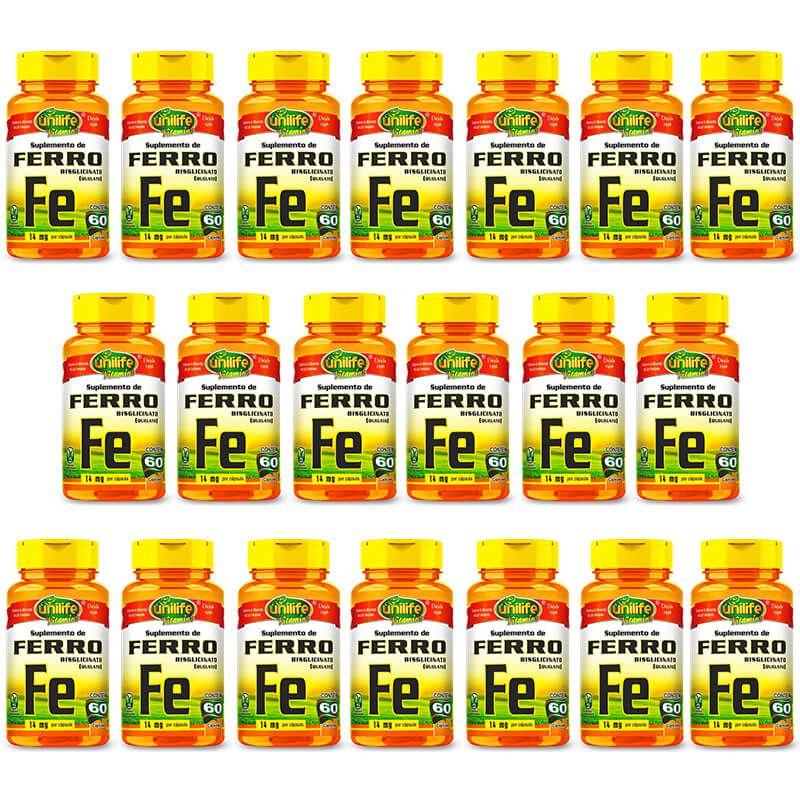 Kit 20 ferro quelato 60 caps de 500 mg unilife - Fitoterápicos ...