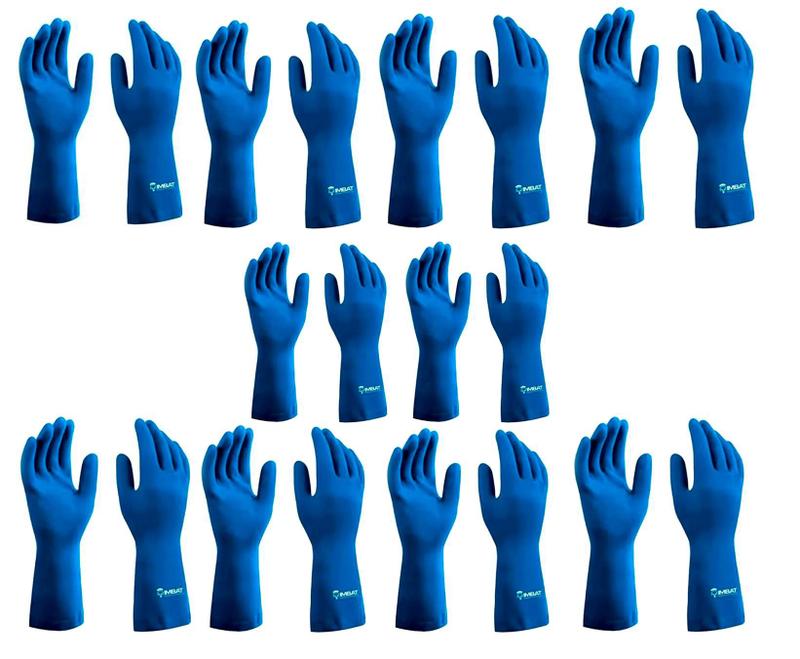 Kit 20 Luvas De Látex Azul Com Forro Verniz Silver Tam 10 - Imbat ...