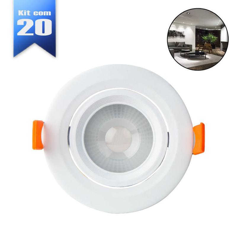 Kit 20 Spot Led 5w Redondo Embutir 3500K Branco Quente - Decoração Casa ...