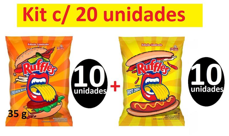 Kit 20 unidades Batata Ruffles Hot Dog E Cheeseburger 35g - ELma Chips ...