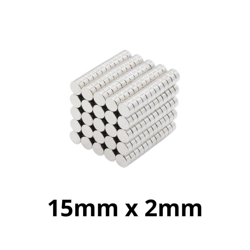 Kit 200 Peças Imã Neodímio Disco Magnético N35 15 x 2 mm Super Forte ...