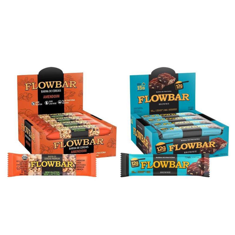 Kit 24 Barrinhas Cereais Amendoim/ Proteína Brownie Flowbar - Barra de ...