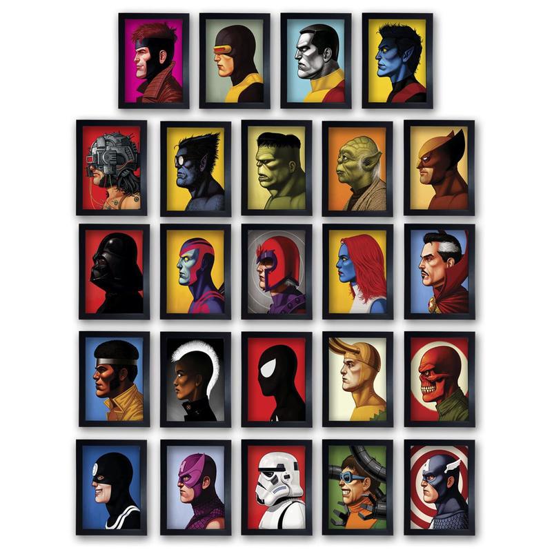 Kit 24 quadros herois marvel filmes nerd geek com moldura 20x30 - Clic ...