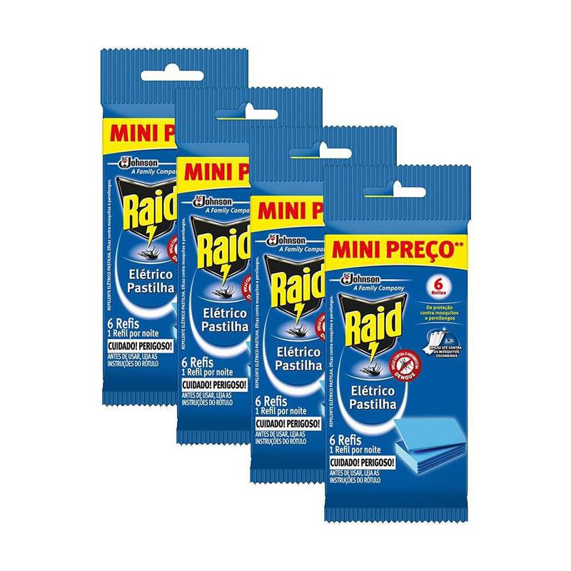 Kit 24 Refil Repelente Elétrico Raid Pastilha - Repelente e Inseticida ...