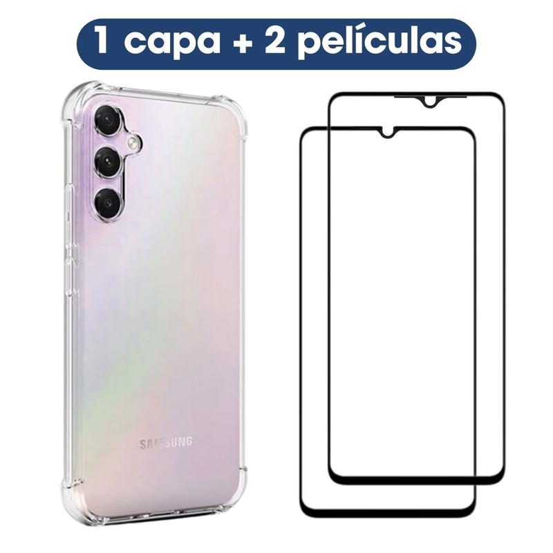 Kit 2em1 Compatível SAM Galaxy A34 5G - 01 Capa TPU Anti-Impacto + 02 ...