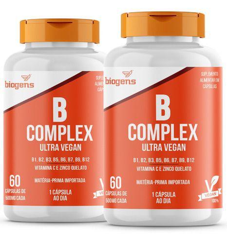 Kit 2x B Complex Complexo B Vegano 60 cps Biogens - Complexo B ...