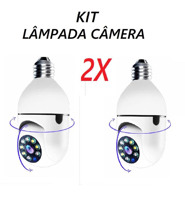 Kit 2x Câmera Lâmpada De Segurança Inteligente Wifi Giro 360 - EMB ...
