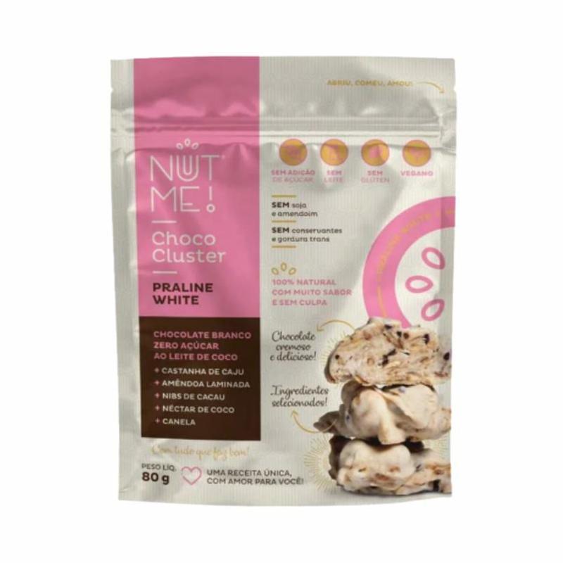 Kit 2X: Choco Cluster Praline Chocolate Branco Nut Me 80g - Chocolate ...