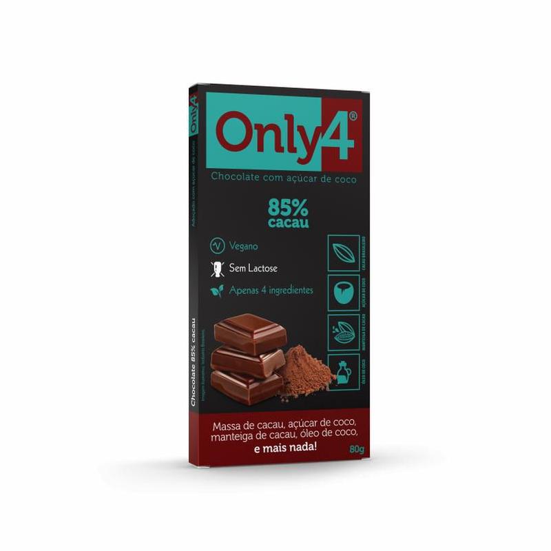 Kit 2X: Chocolate 85% Cacau Sem Lactose Vegano Only4 80G - Chocolate ...