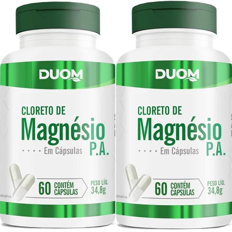 KIT 2x Cloreto De Magnésio P A - 60 Cápsulas 580mg - Duom - Cloreto de Magnésio / Magnésio ...