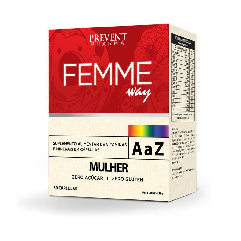 Kit 2x Femme Way Mulher Multivitamínico A/Z 60Cáp Prevent Pharma - Multivitamínico ...
