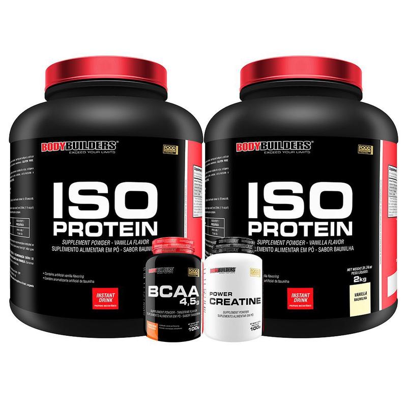 Kit 2x Iso Protein 2kg + Creatina 100g + BCAA100g - Bodybuilders - Kit ...