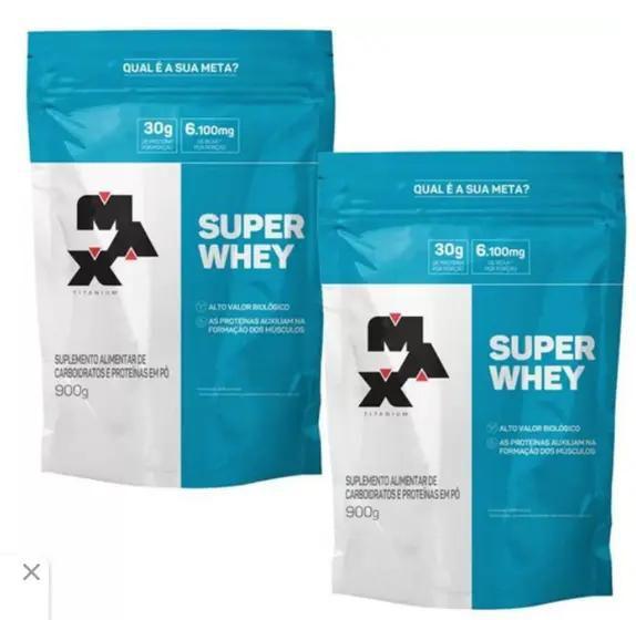 Kit 2x - Super Whey Protein 900g - Max Titanium WPC Concent - Massa ...