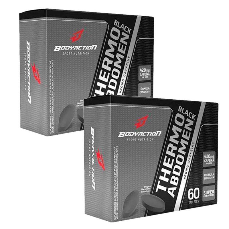 Kit 2x termogênico thermo abdomen black 60 tabletes body action ...