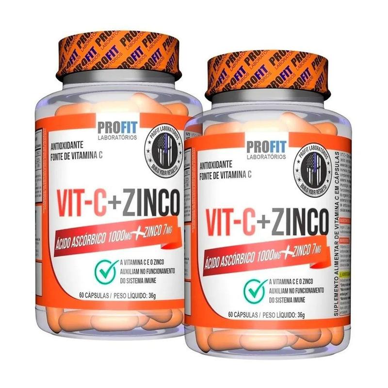 Kit 2x Vitamina C 1000mg + Zinco 7mg - 60Caps Cada - Profit ...