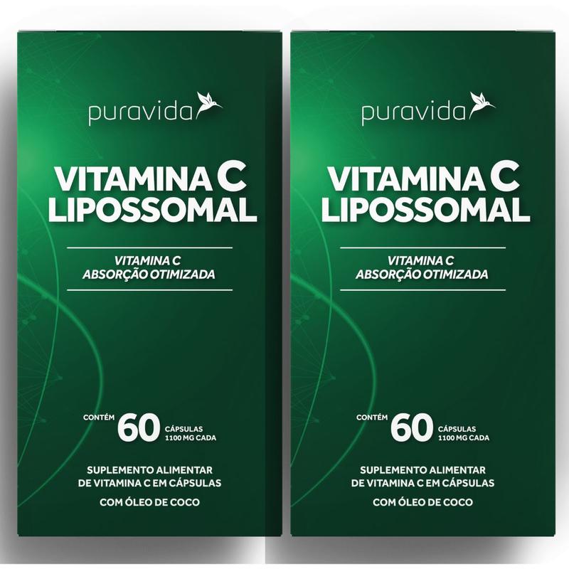 Kit 2x Vitamina C Lipossomal 1100mg 60 Cápsulas Puravida - Vitaminas A ...
