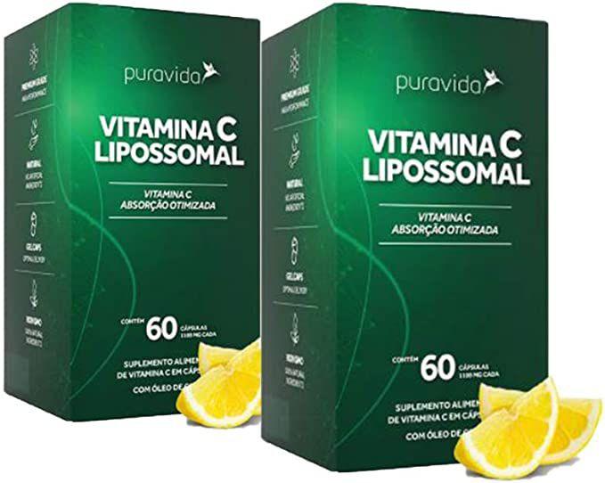 Kit 2x Vitamina C Lipossomal Pura Vida 1100mg 60 Cáp - Vitaminas A-Z ...