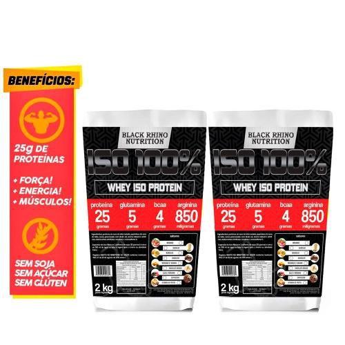 Kit 2x Whey Protein 2kg Isolado - Zero Gluten Zero Lactose - BLACK ...