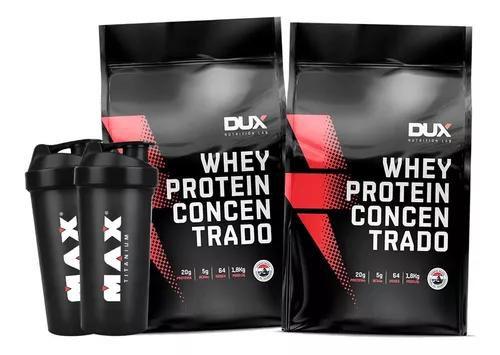 Kit 2x Whey Protein Isolado 1,8kg dux + 2x Coqueteleira - Dux Nutrition ...
