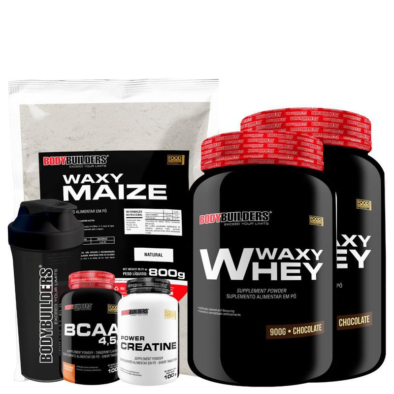 KIT 2x Whey Protein Waxy Whey 900g + BCAA 4,5 100g + POWER Creatina ...
